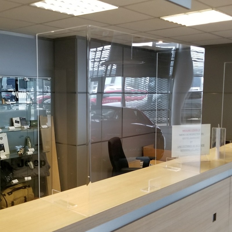 Vitre de Protection type Hygiaphone en Plexiglas avec Rabats